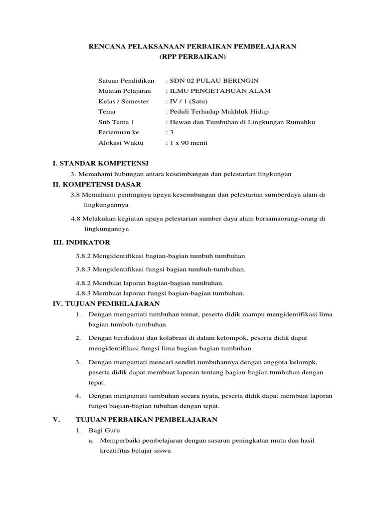 RPP Ipa Kelas Iv - Mirniati (PKR) .8B - 081616 | PDF