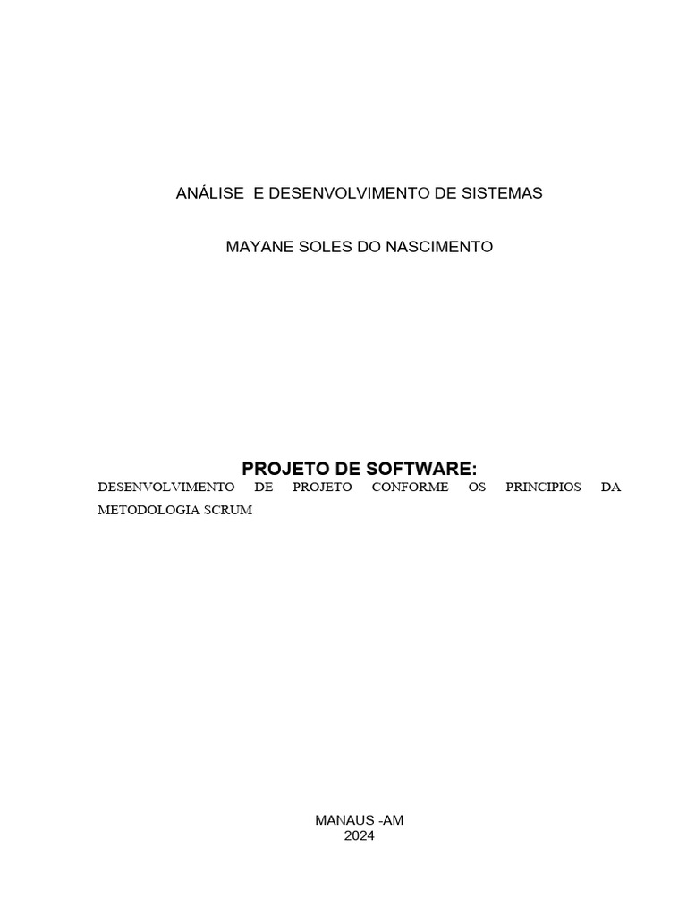 Portifólio Análise e Desenvolvimento de Sistemas - Projeto de Software | PDF | Desenvolvimento ...