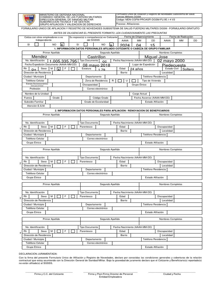 Formato de Afiliacion y Atualizacion de Datos | PDF
