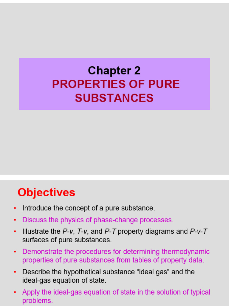 Chapter 2-Properties of Pure Substances | PDF | Gases | Latent Heat