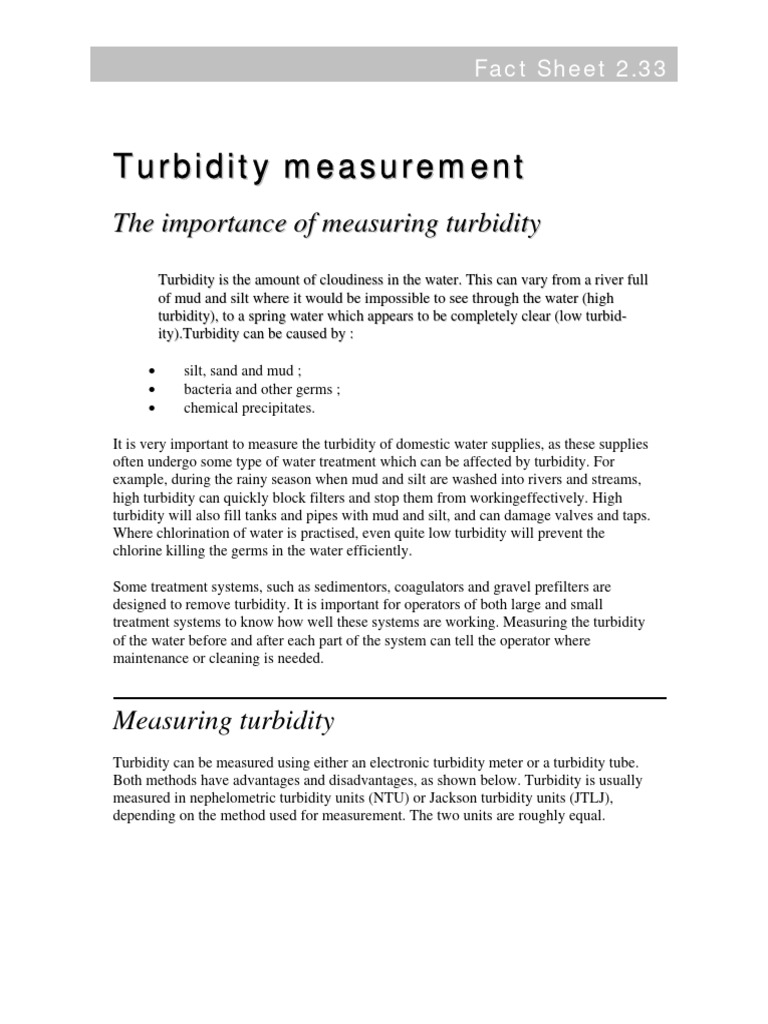 Turbidity Measurement Techniques | PDF | Water And Politics | Water