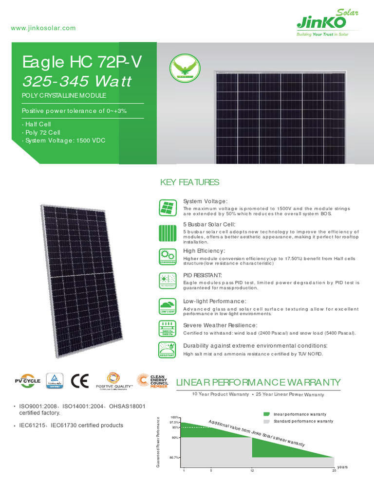 EN Eagle HC 72P 325-345W-V - 20 | PDF | Solar Cell | Electrical Engineering