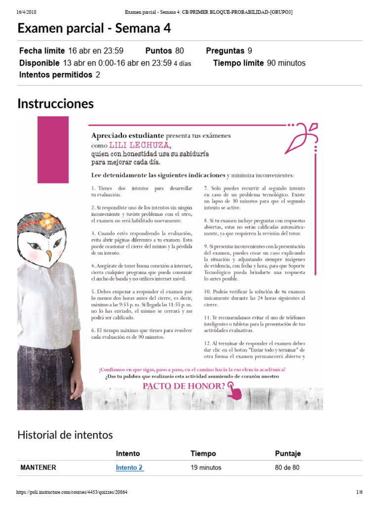 Examen Probabilidad Semana 4 | PDF