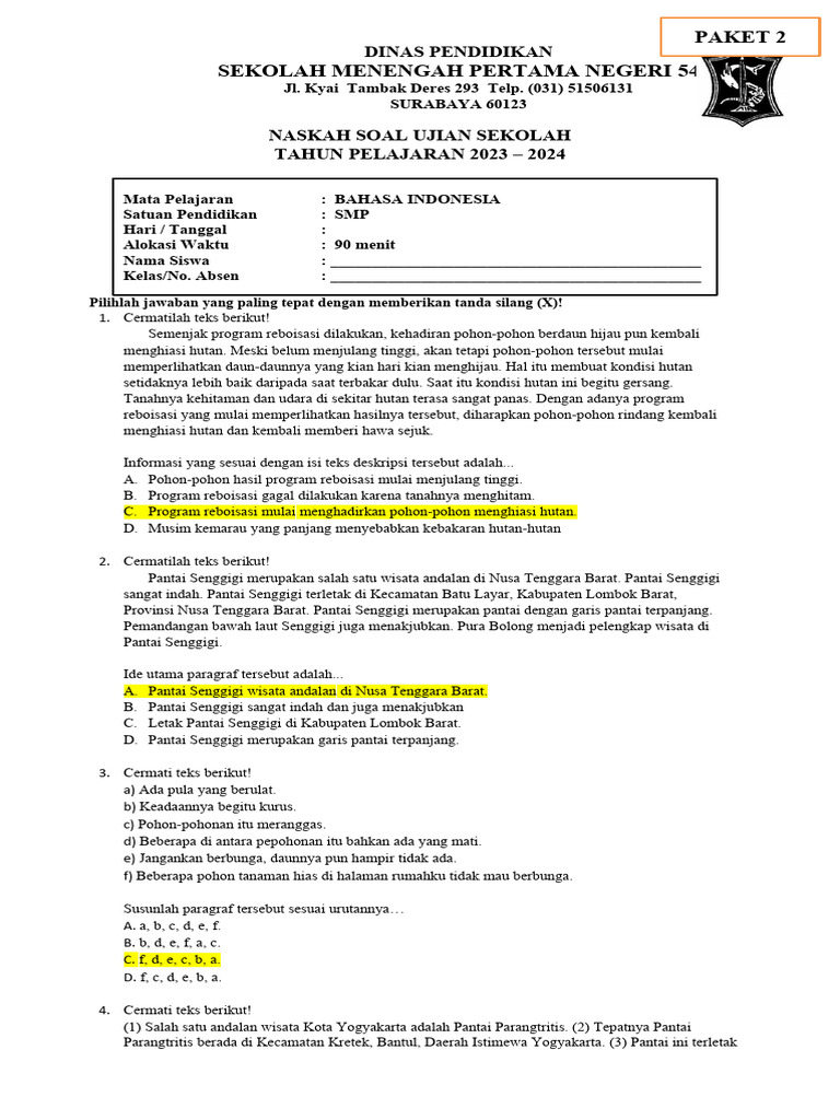 NASKAH SOAL PSSP Paket 2 BIN 24 | PDF