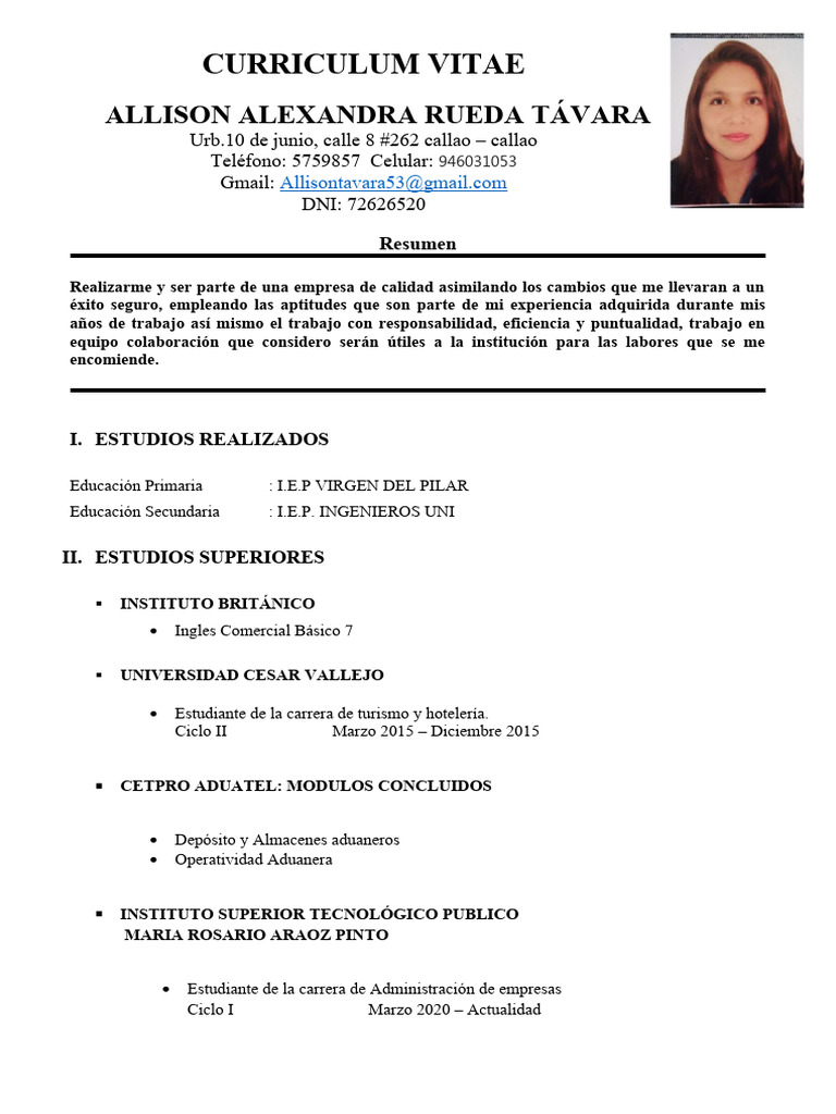 Curriculum Vitae Allison | PDF