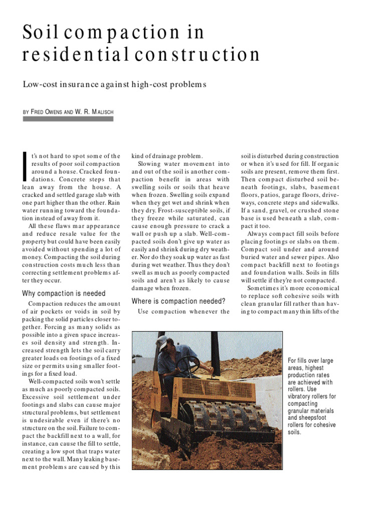 Concrete Construction Article PDF - Soil Compaction in Residential Construction | Download Free ...