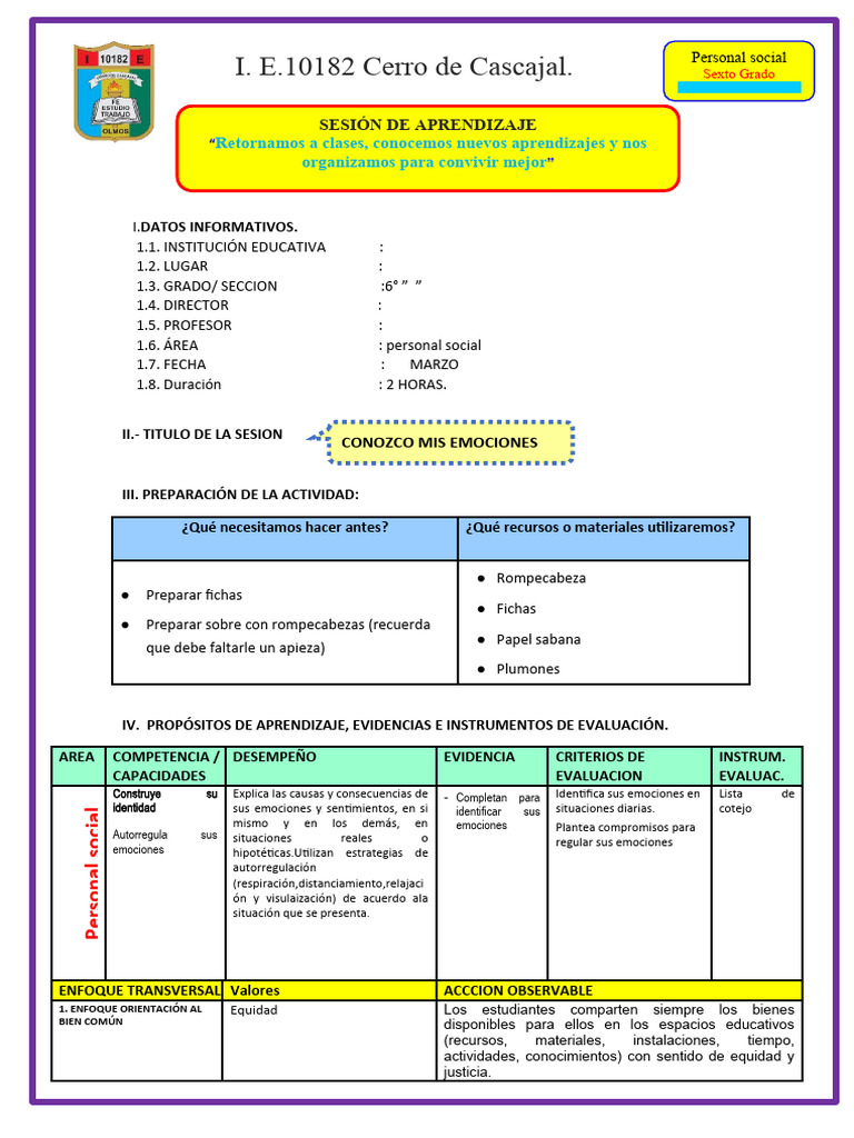 Conozco Mis Emociones | PDF | Evaluación | Las emociones