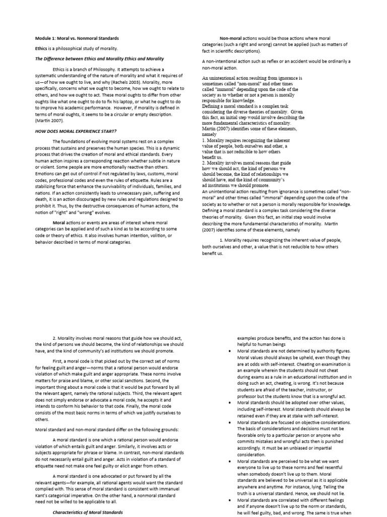 Ethics Module Smacp MGL | PDF | Morality | Immanuel Kant