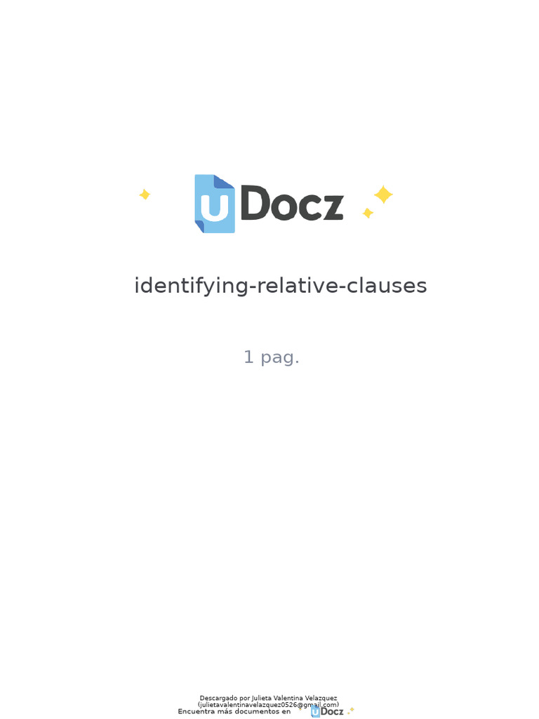 Identifying Relative Clauses 229827 Downloable 626127 | PDF | Subject ...