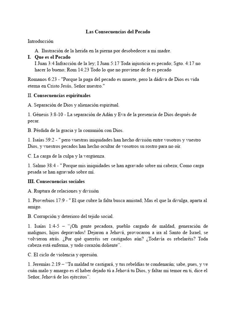 Consecuencias Pecado | PDF | Pecado | Cristo (título)