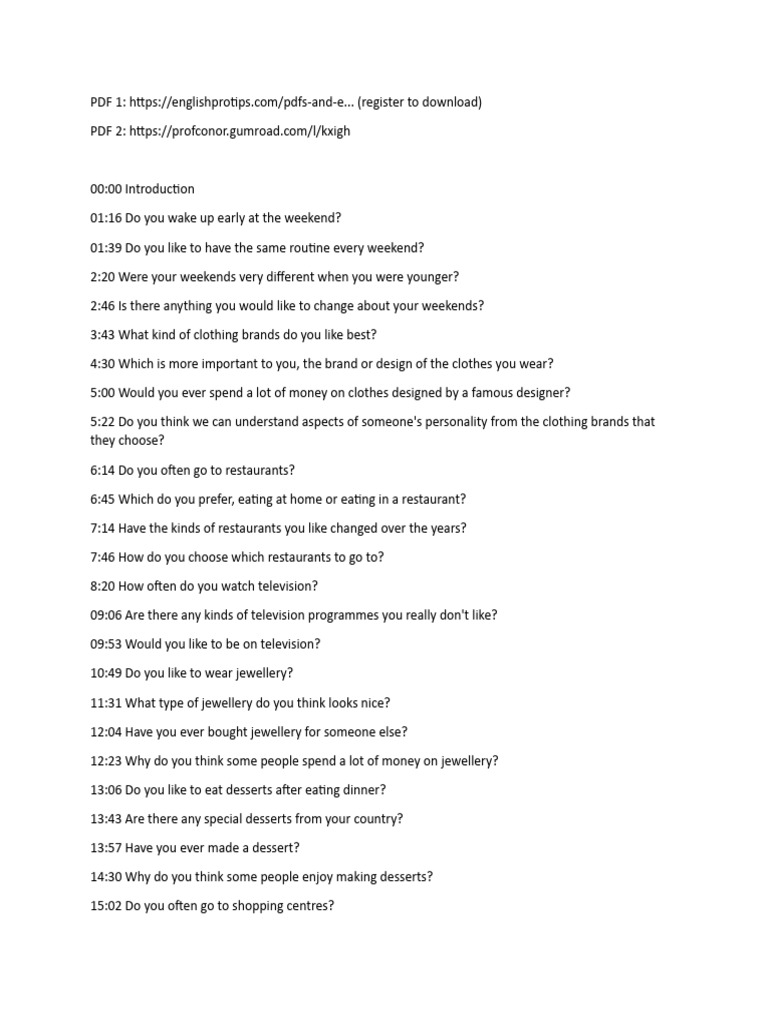 Weekend Routines and Lifestyle Choices | PDF | Lifestyle