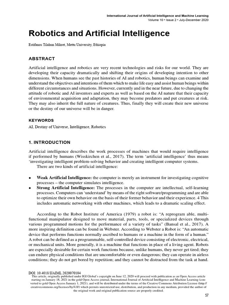 Robotics and Artificial Intelligence | PDF | Artificial Intelligence | Intelligence (AI) & Semantics