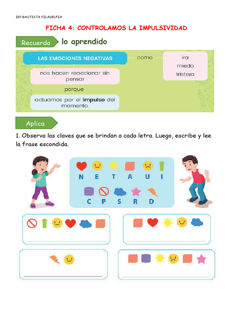 Actividades para Controlar Impulsos en Niños | PDF | Relaciones ...