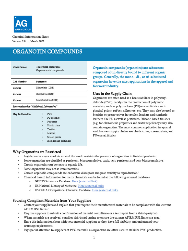 Afirm Organotin Compounds v2 | PDF | Polyvinyl Chloride | Plastic