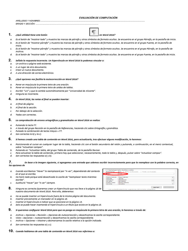 Examen Word | PDF | Hipervínculo | Microsoft Word