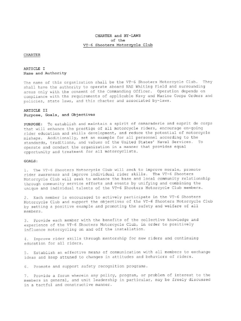motorcycle club charter | PDF