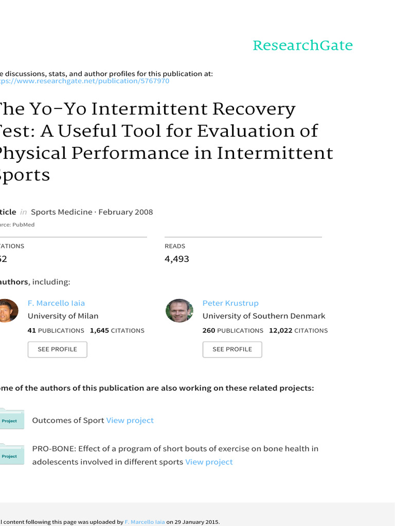 Bangsbo, Iaia, Krustrup - 2008 - The Yo-Yo Intermittent Recovery Test A ...