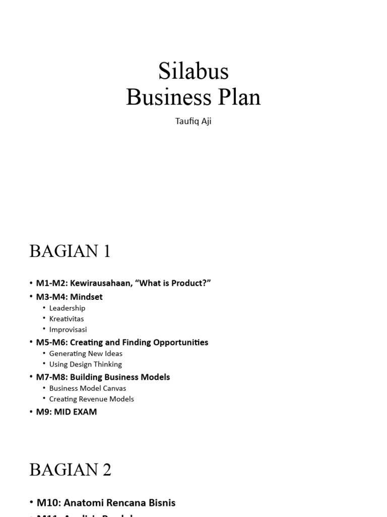 Business Plan Course Syllabus | PDF