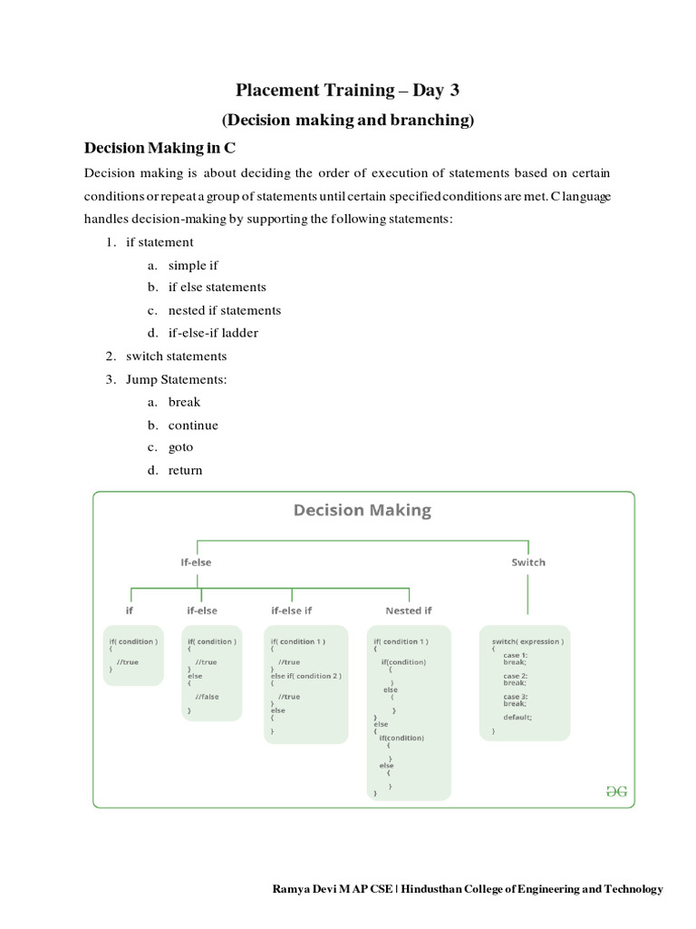 Day 3 - Decision Making and Branching | PDF | Control Flow | Software Development
