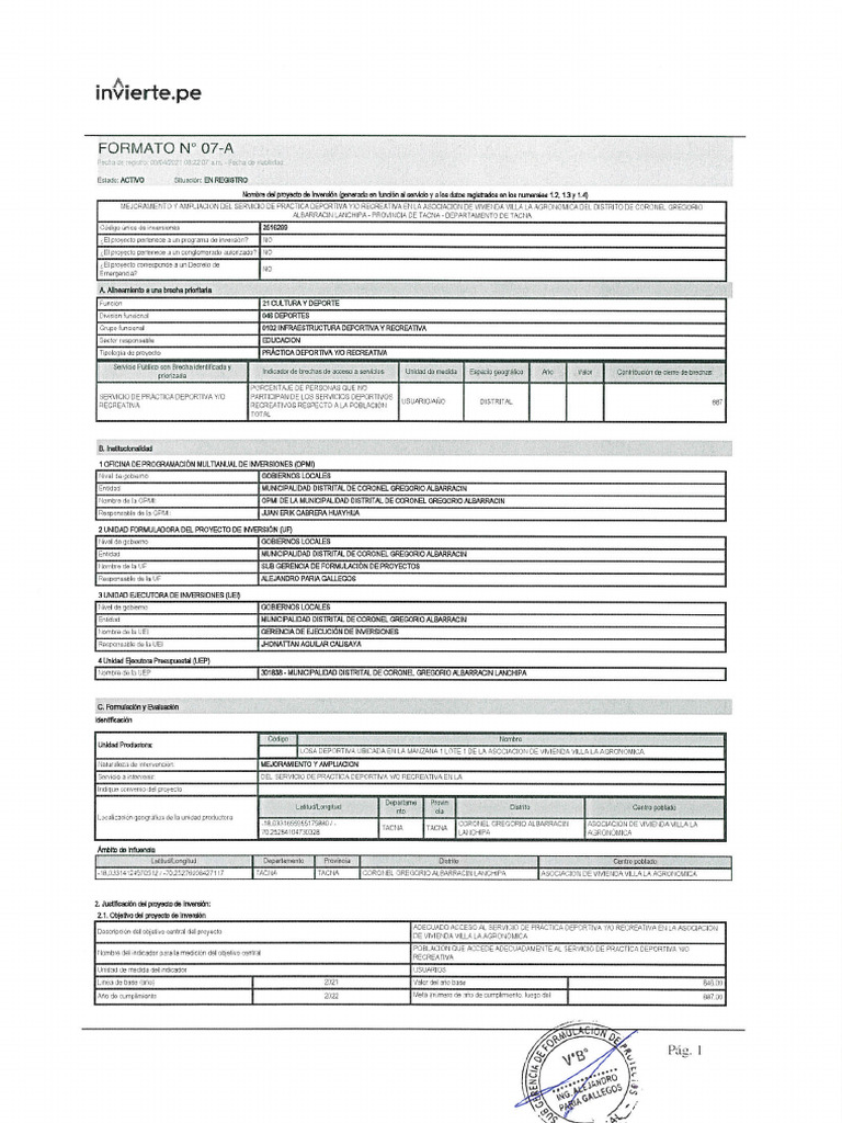 Formato 07a Villa La Agronómica | PDF