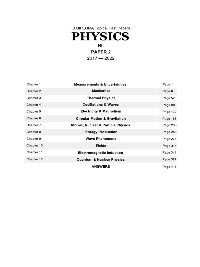 IB Diploma Physics HL P2 2017-22 | PDF