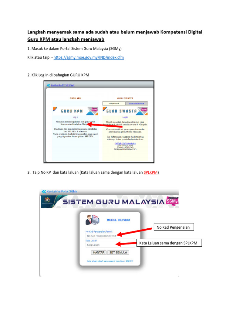 Cara Jawab Kompetensi Digital Guru Di SGMy | PDF