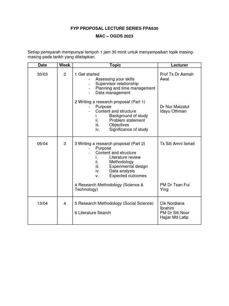 FYP Proposal Lecture Series 2023 | PDF | Career & Growth | Science & Mathematics