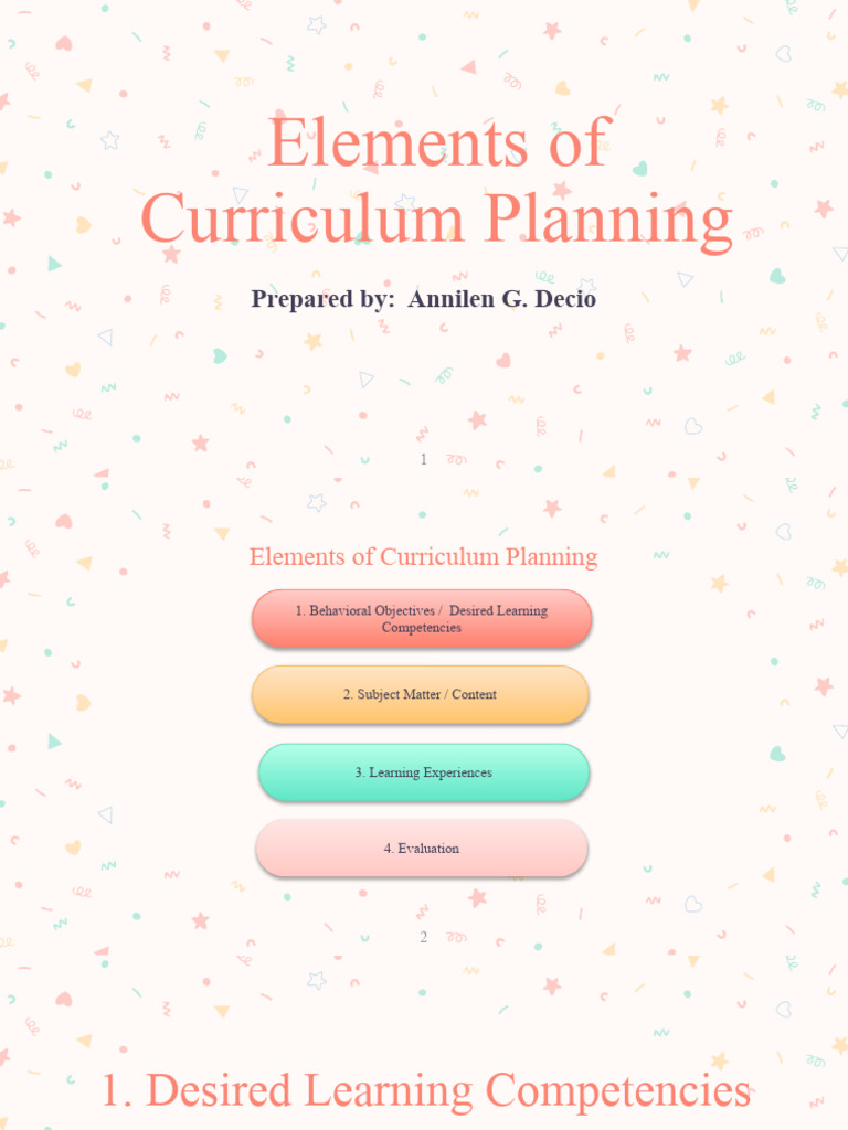 Elements of Curriculum Planning | PDF | Learning | Curriculum