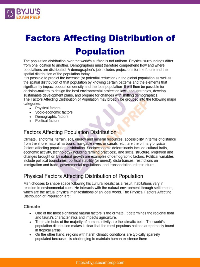 Factors Influencing Population Distribution | PDF | Human Migration ...
