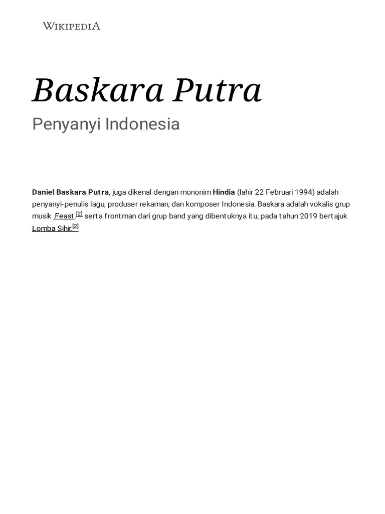 Baskara Putra - Wikipedia Bahasa Indonesia, Ensiklopedia Bebas | PDF