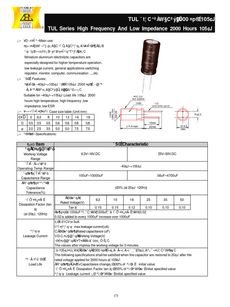 CEC [radial thru-hole] TUL Series | PDF
