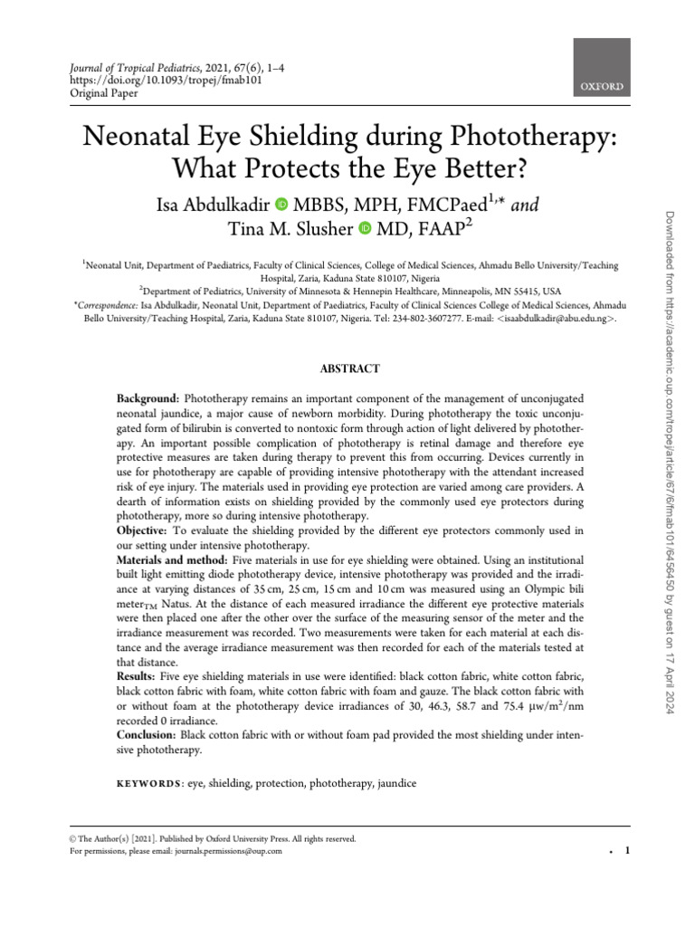 Neonatal Eye Shielding During Phototherapy - What Protects The Eye ...