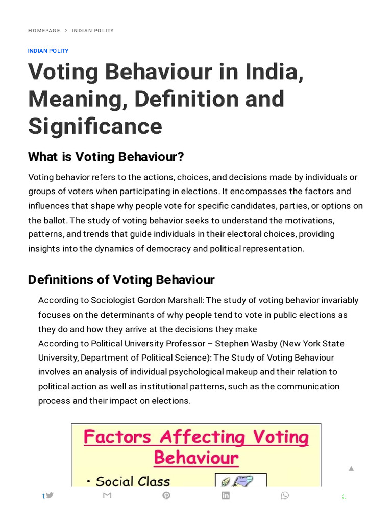 Voting Behaviour in India, Meaning, Definition and Significance ...