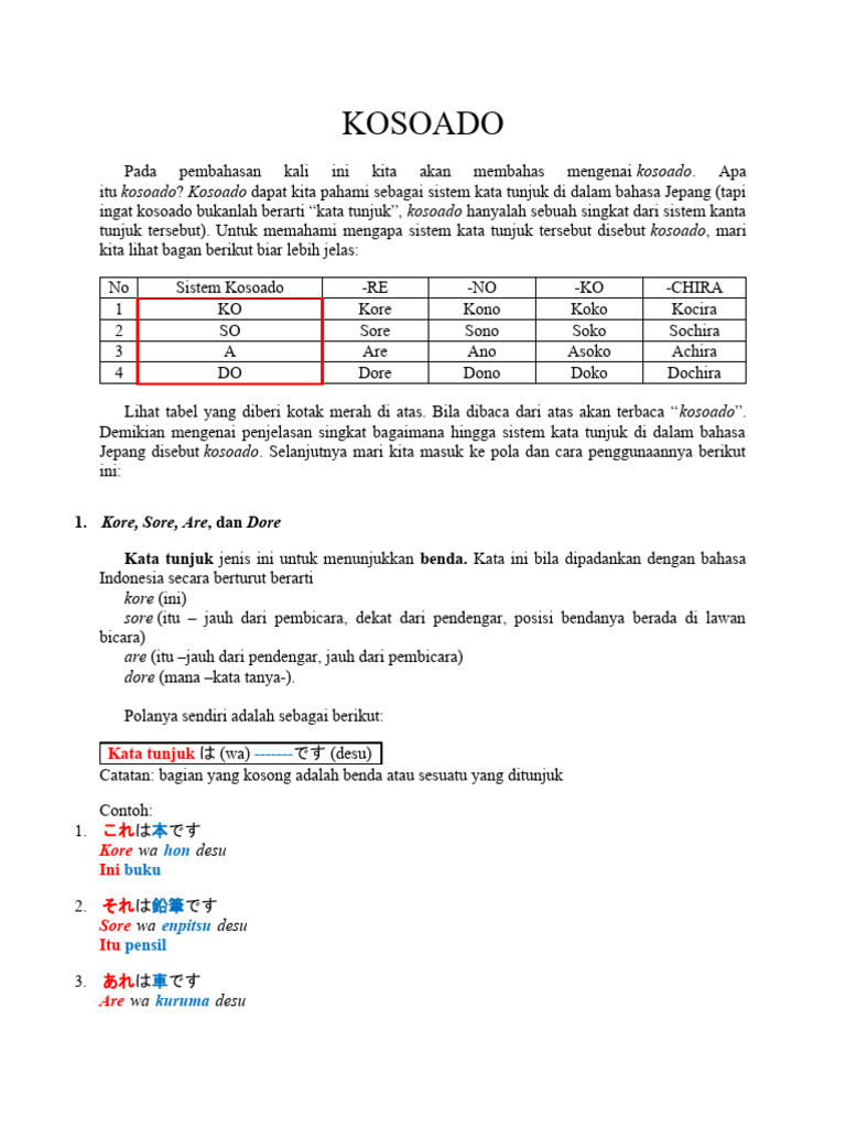 KOSOADO Materi | PDF