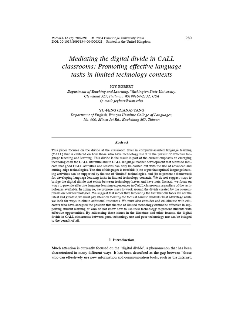 2004 Joy Egbert - Mediating The Digital Divide in CALL Classrooms PR ...