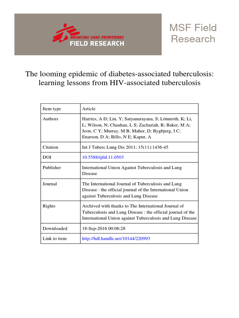 MSF Field Research | Download Free PDF | Tuberculosis | Hiv/Aids