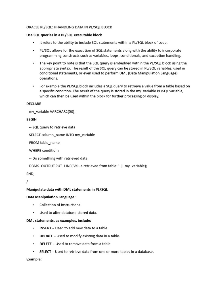 Oracle PL SQL 5 | PDF | Pl/Sql | Sql Oracle PL SQL 5 | PDF | Pl/Sql | Sql