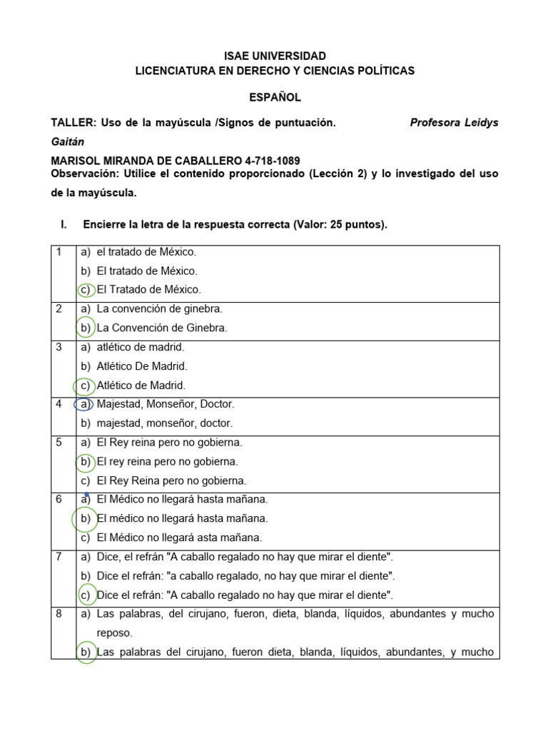 Taller-Uso-De-La-Mayuscula-Signos-Puntuacion - Resuelto | PDF