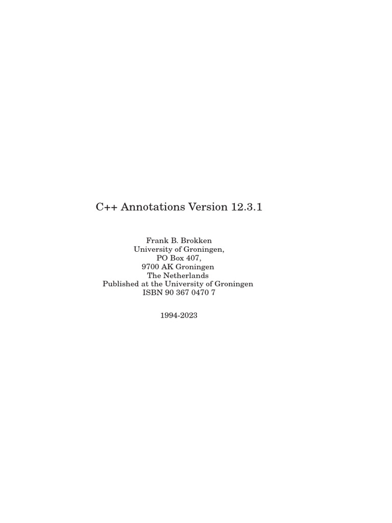 C++ Annotations - Frank B. Brokken | PDF | Programming Paradigms ...
