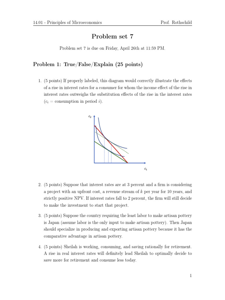 Mit 14 01 Pset 7 Pdf Interest Economic Equilibrium