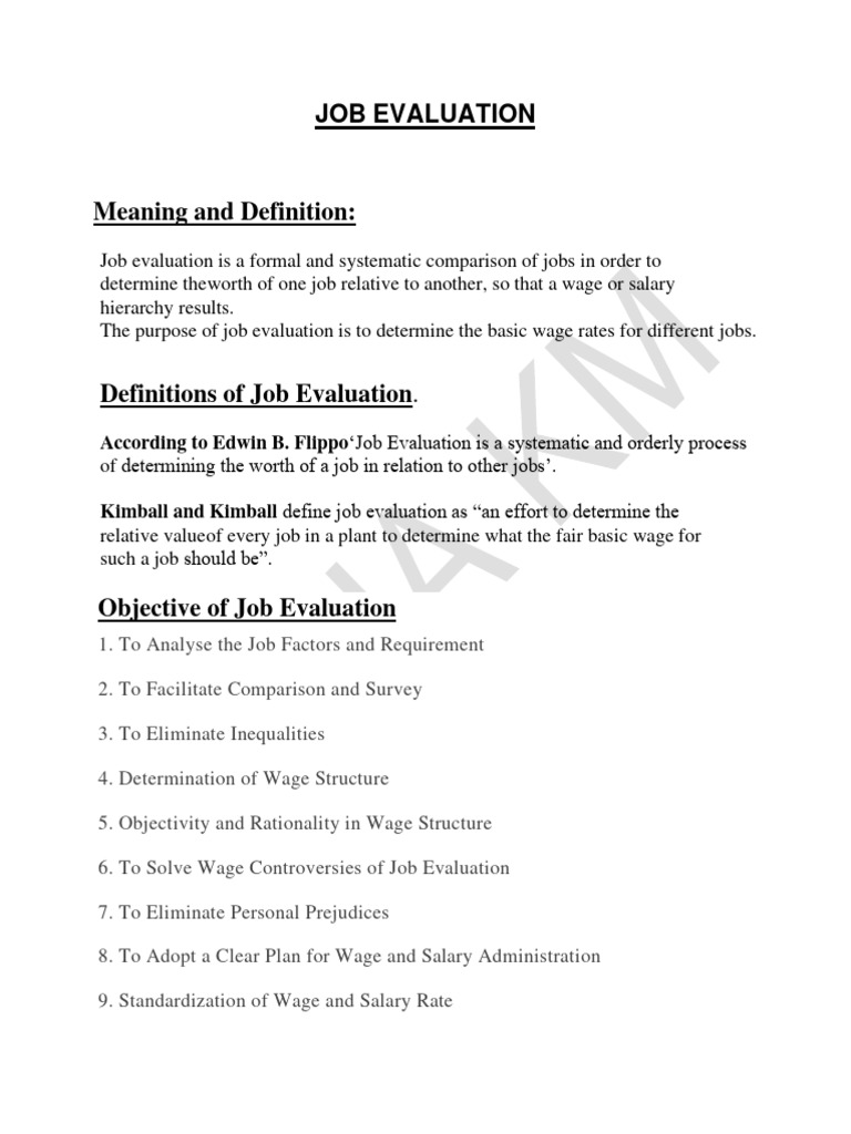 Job evaluation | PDF | Evaluation | Business Job evaluation | PDF | Evaluation | Business