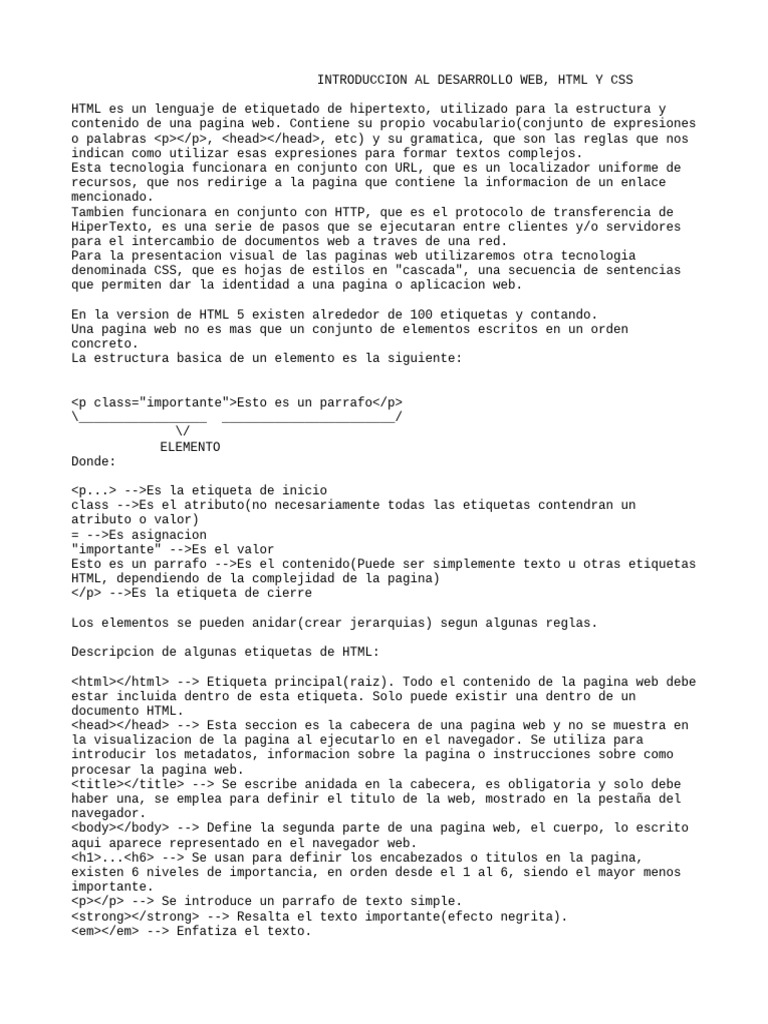 Introduccion Al Desarrollo Web | PDF | Hipervínculo | HTML