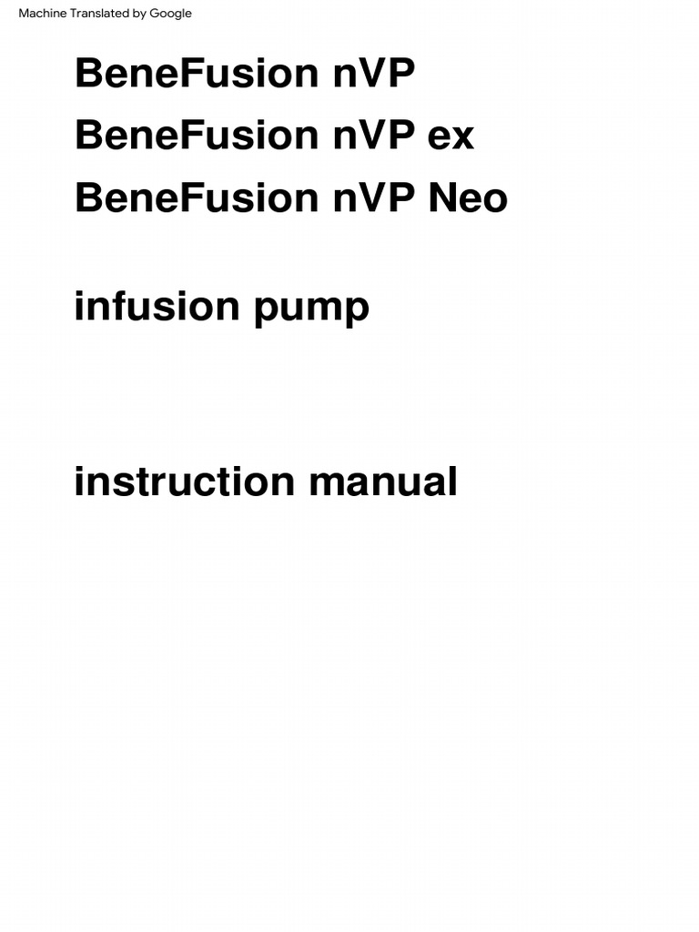 Benefusion - NVP (EN) | PDF | Intravenous Therapy | Electromagnetic Compatibility
