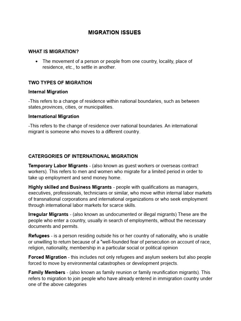 MIGRATION-ISSUES | PDF | Human Migration | Immigration