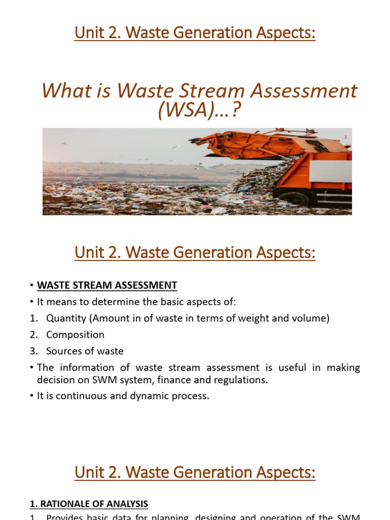 Unit 2. Waste Generation Aspects | PDF | Waste | Waste Management