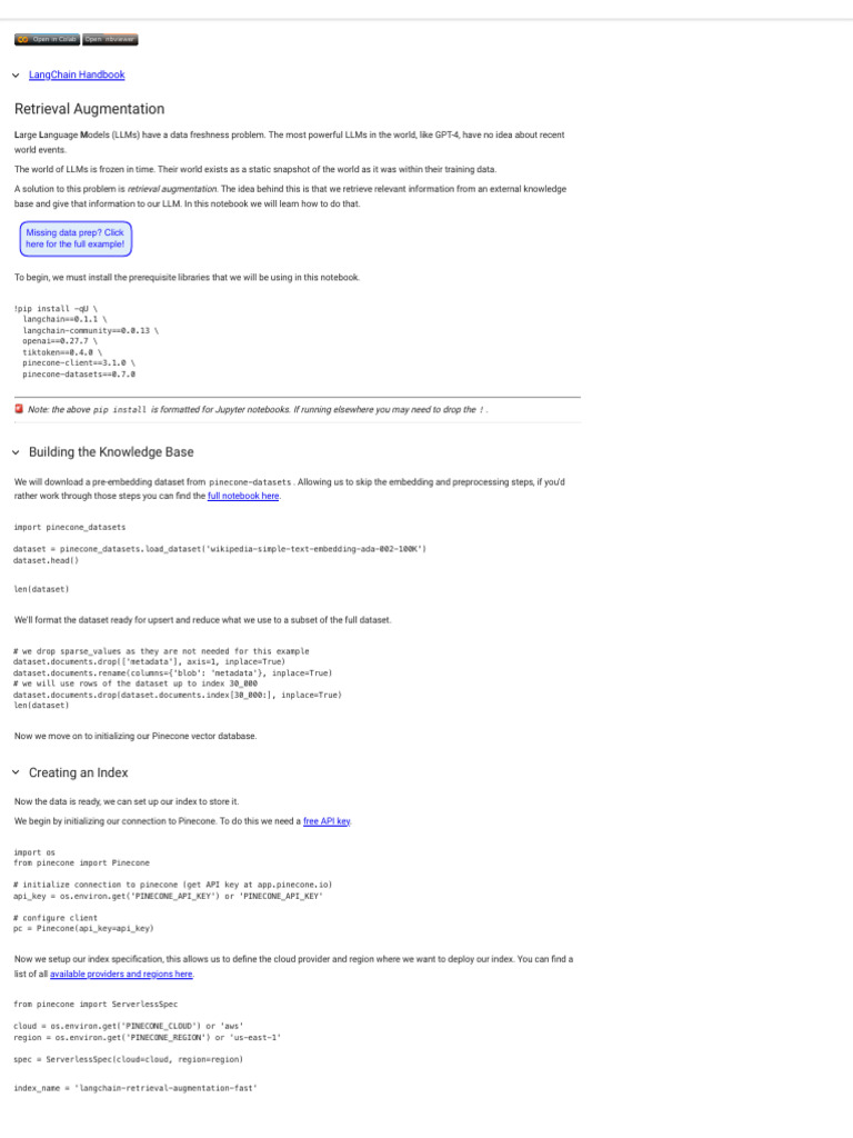 Langchain-Retrieval-Augmentation - Ipynb - Colab | PDF | Computing | Information Technology ...