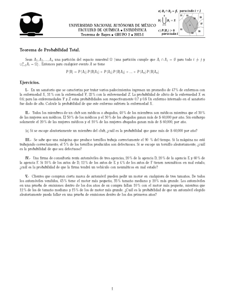 Ejercicios de Teorema de Bayes y Probabilidad Total | PDF | Probabilidad | De fumar