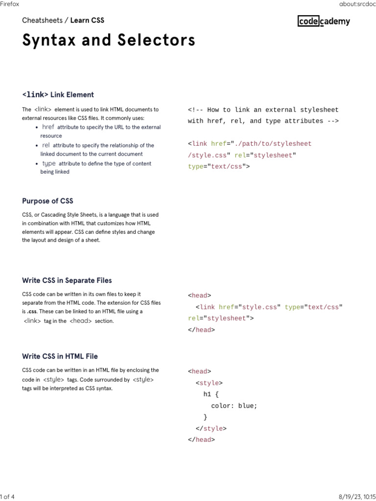 CSS1 | PDF | Html Element | Html