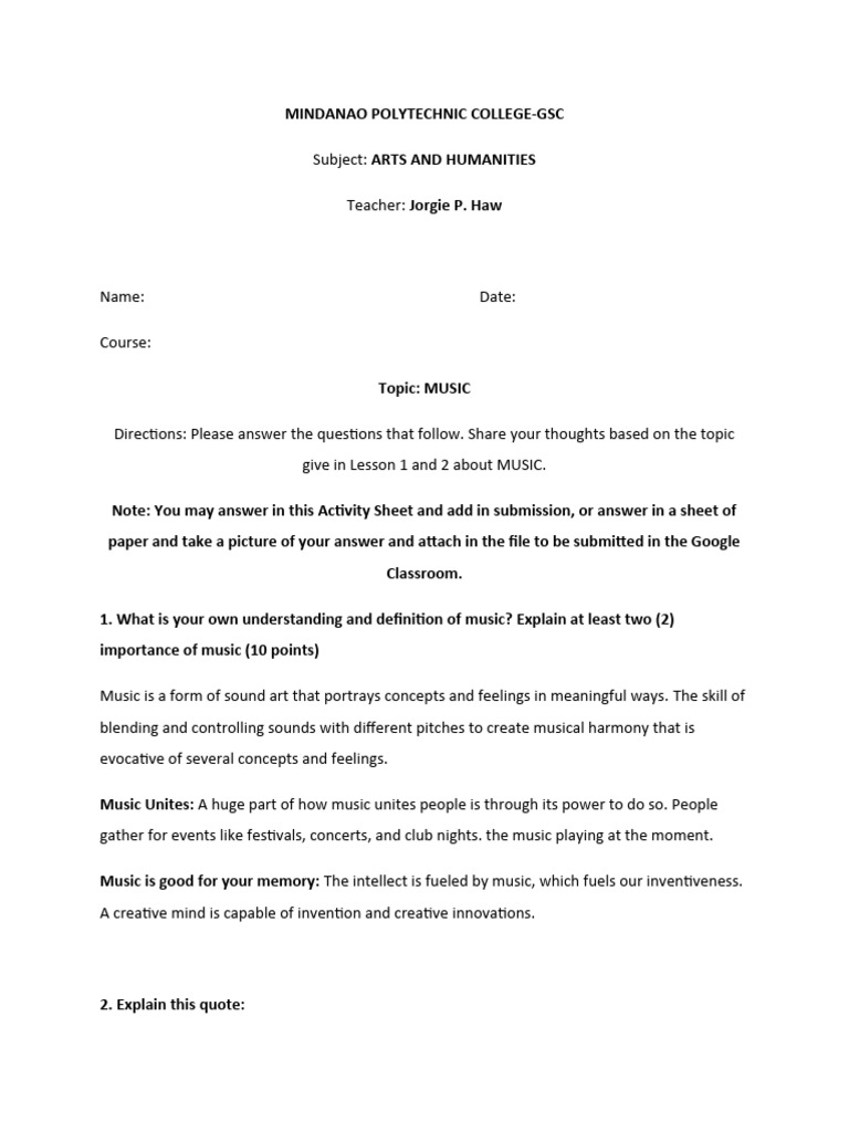 Alarin Arts & Humanities Finals Assignment-1 | PDF