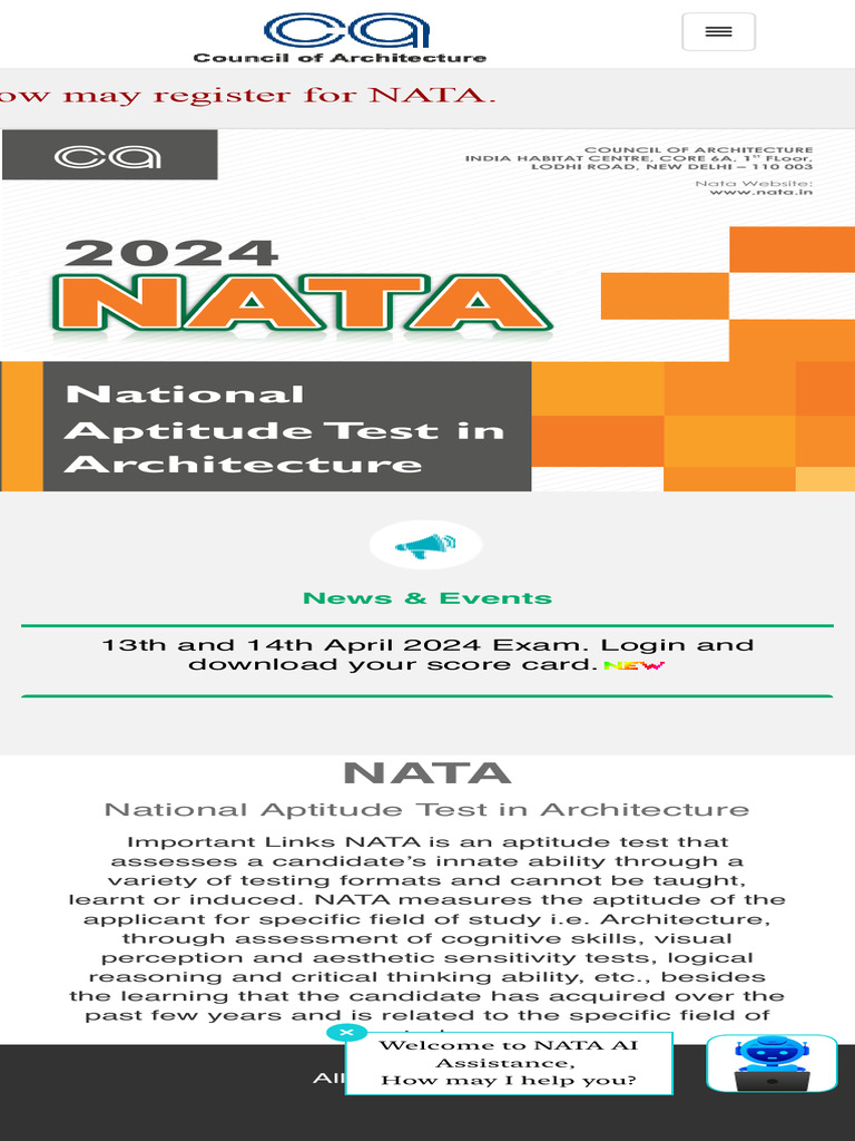 National Aptitude Test in Architecture (NATA) | PDF
